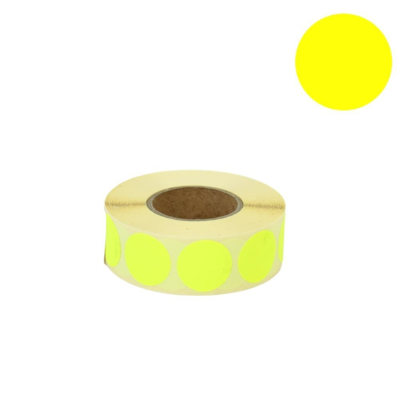 Stickers op rol fluor geel 25 mm 1000 stuks | Budgetland